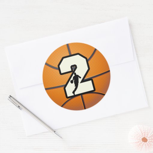 Number 2 Basketball and Player Classic Round Sticker | Zazzle