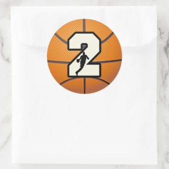 Number 2 Basketball and Player Classic Round Sticker | Zazzle