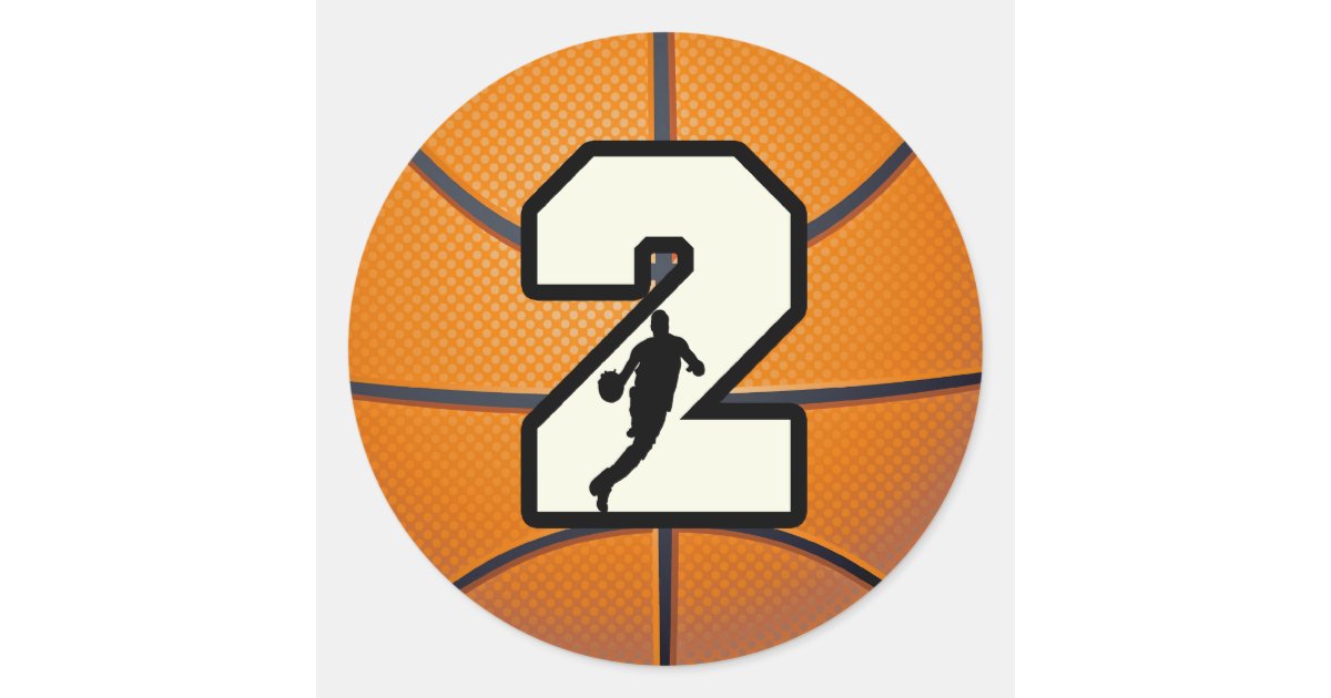 Number 2 Basketball and Player Classic Round Sticker | Zazzle