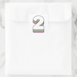 Number 2 Two Cute Rainbow Birthday Numbers Square Sticker | Zazzle