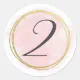 Number 2 Two Monogram Blush Pink Watercolor Gold Classic Round Sticker ...