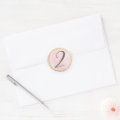 Number 2 Two Monogram Blush Pink Watercolor Gold Classic Round Sticker ...