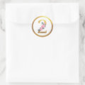 Number 2 Two Pink Roses Floral & Elegant Gold Classic Round Sticker ...