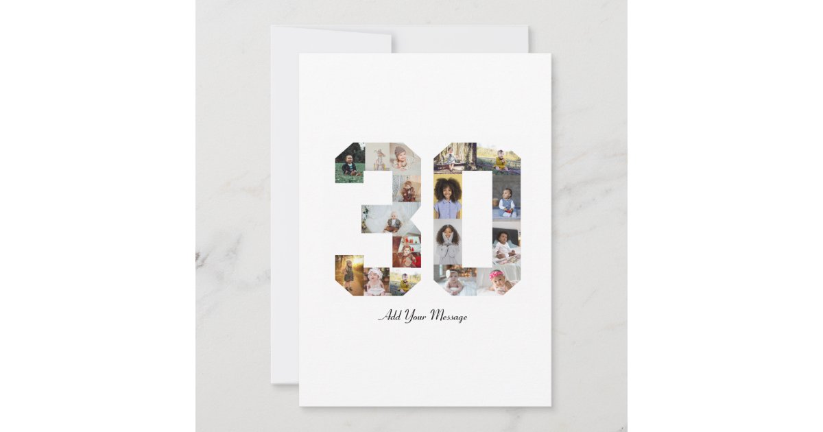 Number 30 Photo Collage Thank You Card | Zazzle
