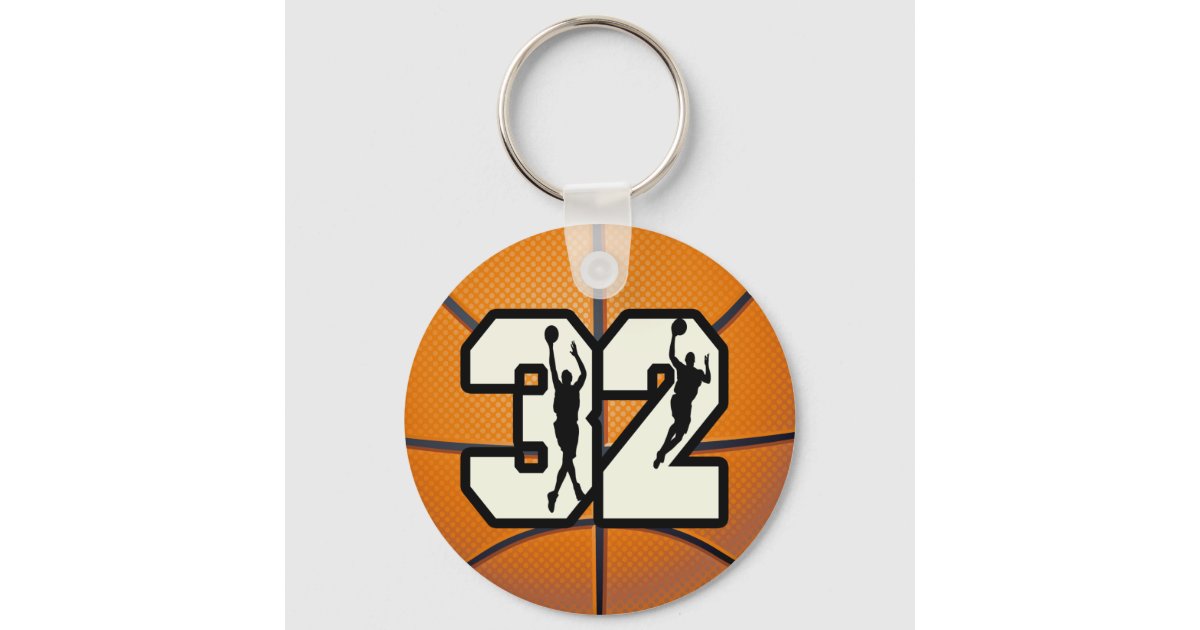 Number 32 Basketball Keychain | Zazzle