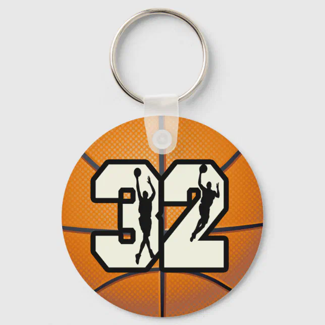 Number 32 Basketball Keychain | Zazzle