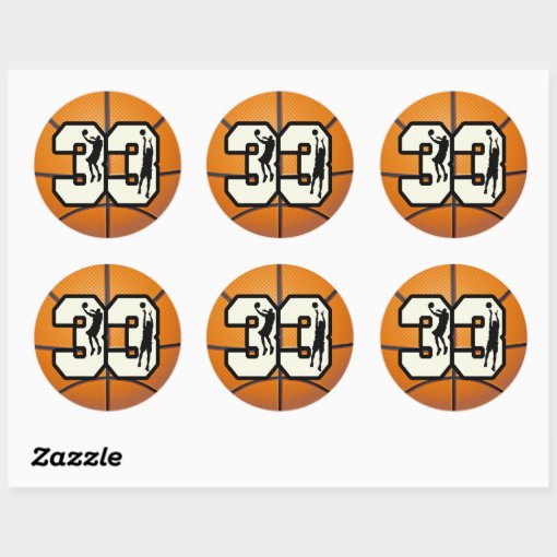 Number 33 Basketball Classic Round Sticker | Zazzle