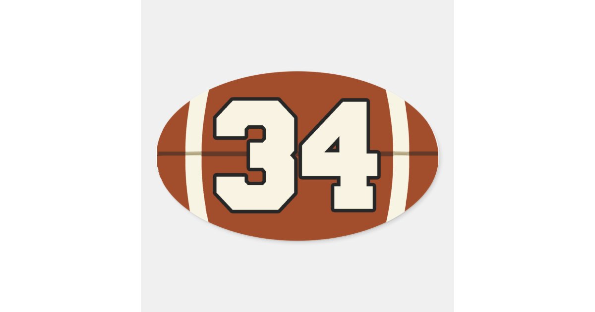 Number 34 Football Sticker | Zazzle