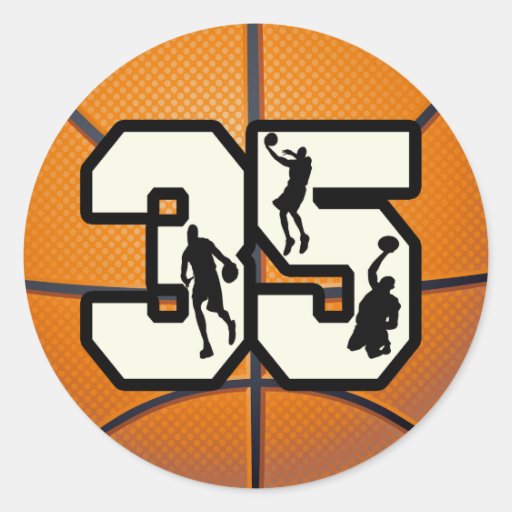 Number 35 Basketball Classic Round Sticker | Zazzle