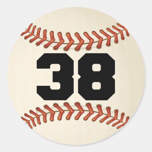 Number 38 Baseball Classic Round Sticker | Zazzle