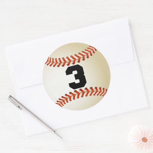 Number 3 Baseball Classic Round Sticker | Zazzle