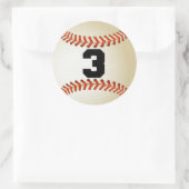Number 3 Baseball Classic Round Sticker | Zazzle
