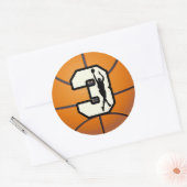 Number 3 Basketball and Player Classic Round Sticker | Zazzle