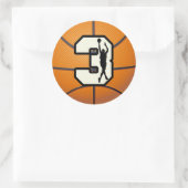 Number 3 Basketball and Player Classic Round Sticker | Zazzle