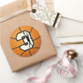 Number 3 Basketball and Player Classic Round Sticker | Zazzle