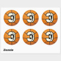 Number 3 Basketball and Player Classic Round Sticker | Zazzle