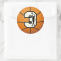 Number 3 Basketball and Player Classic Round Sticker | Zazzle