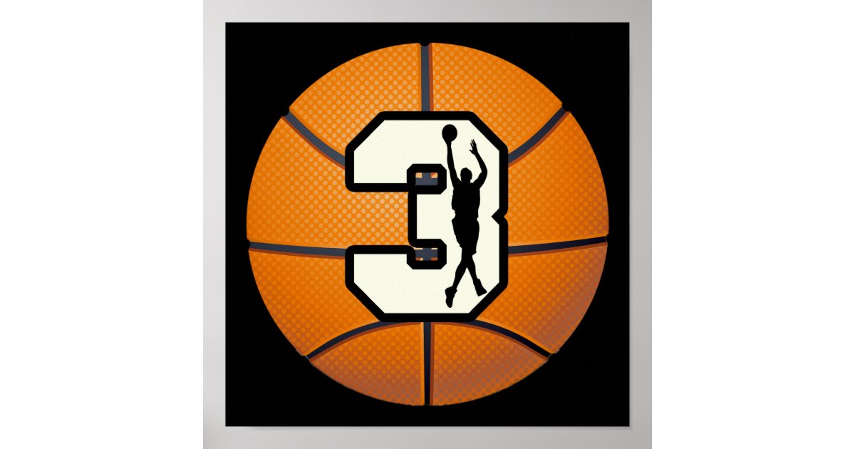Number 3 Basketball Poster | Zazzle
