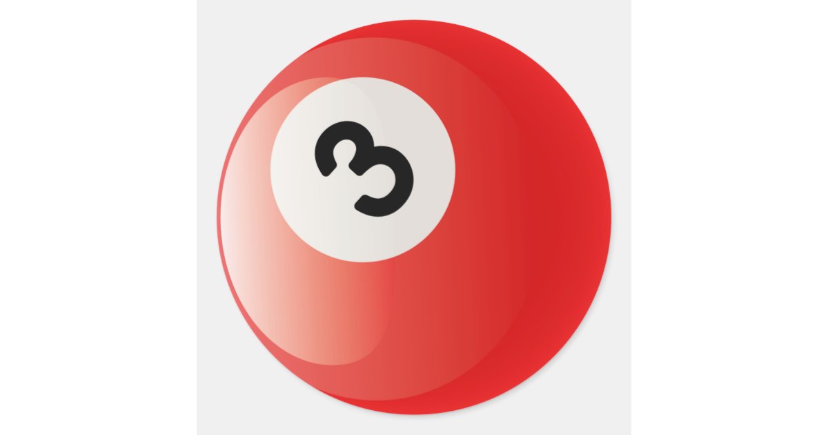 NUMBER 3 BILLIARDS BALL CLASSIC ROUND STICKER | Zazzle