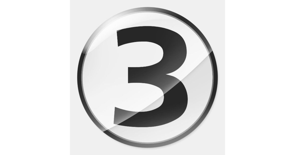 Number 3 Black sticker | Zazzle