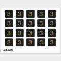 Number 3 gold square sticker | Zazzle