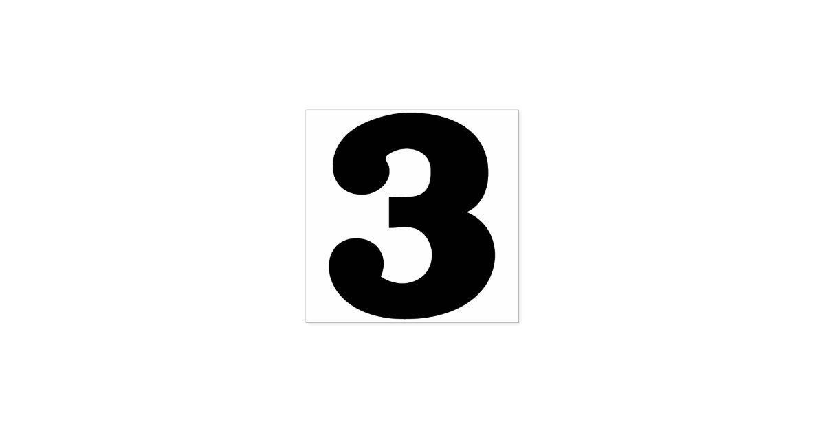 Number 3 rubber stamp | Zazzle