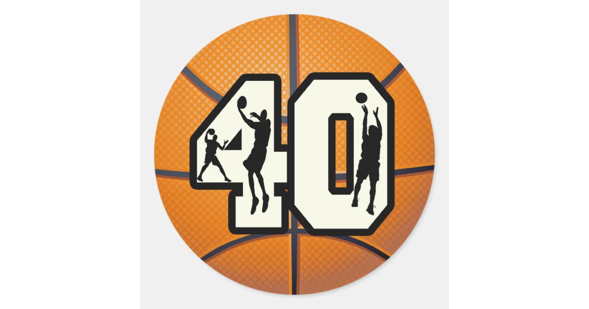 Number 40 Basketball Classic Round Sticker | Zazzle