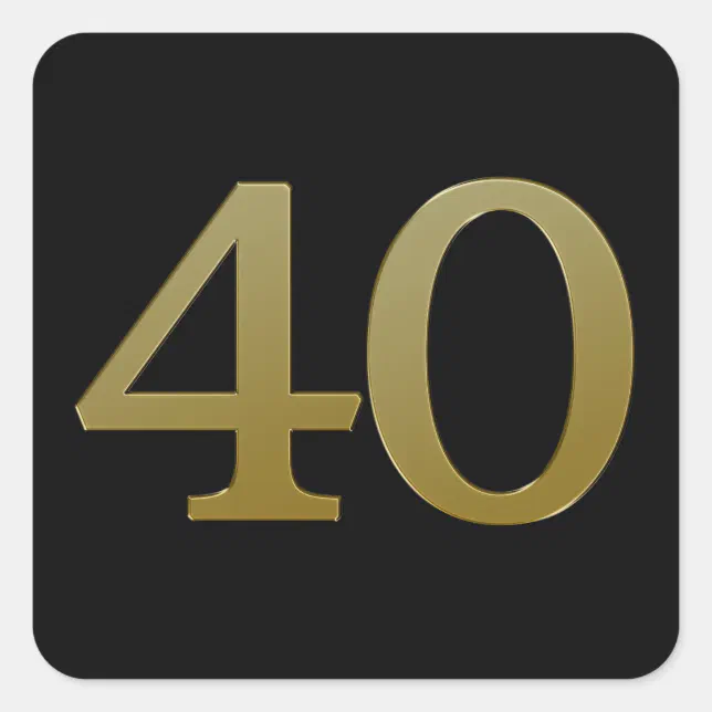 Number 40 Gold Square Sticker | Zazzle