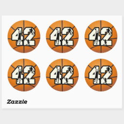 Number 42 Basketball Classic Round Sticker | Zazzle