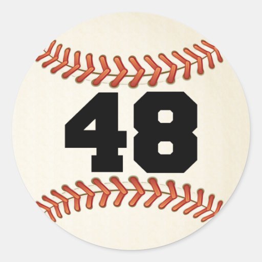 Number 48 Baseball Classic Round Sticker | Zazzle