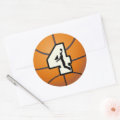 Number 4 Basketball and Player Classic Round Sticker | Zazzle