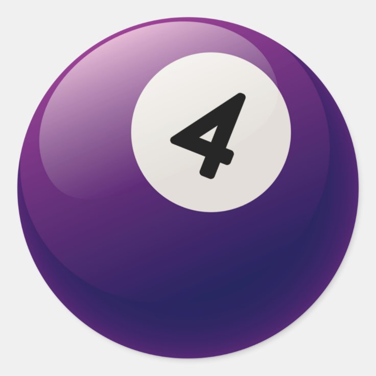 NUMBER 4 BILLIARDS BALL CLASSIC ROUND STICKER | Zazzle
