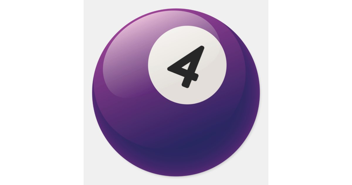 NUMBER 4 BILLIARDS BALL CLASSIC ROUND STICKER | Zazzle
