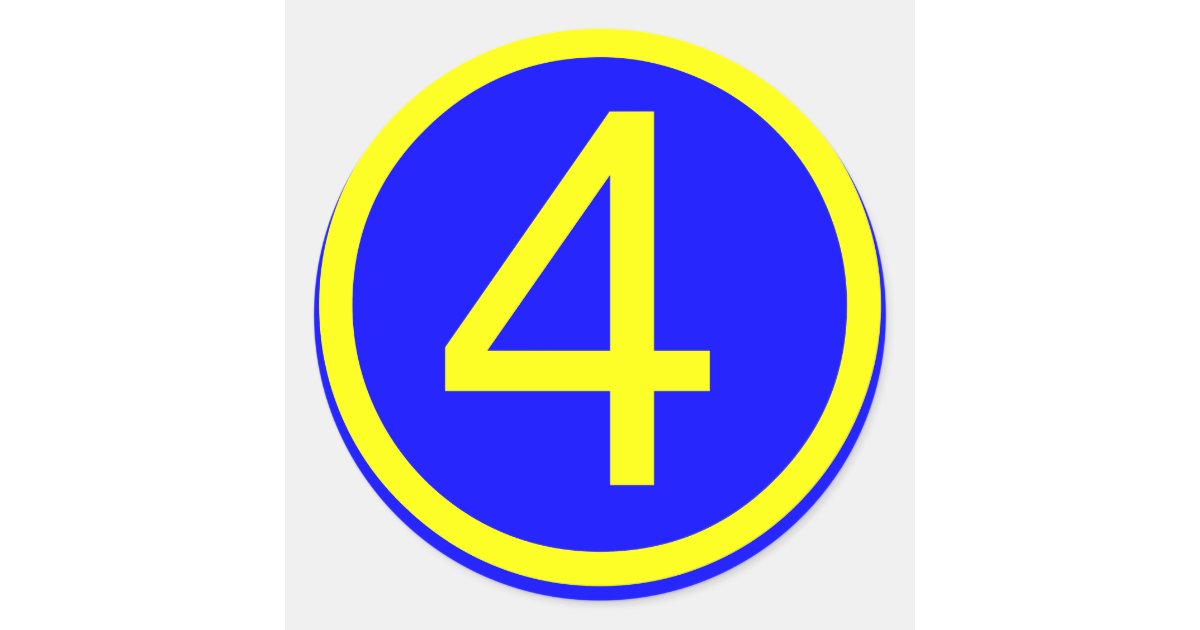 number 4 in a circle, blue background classic round sticker | Zazzle.com