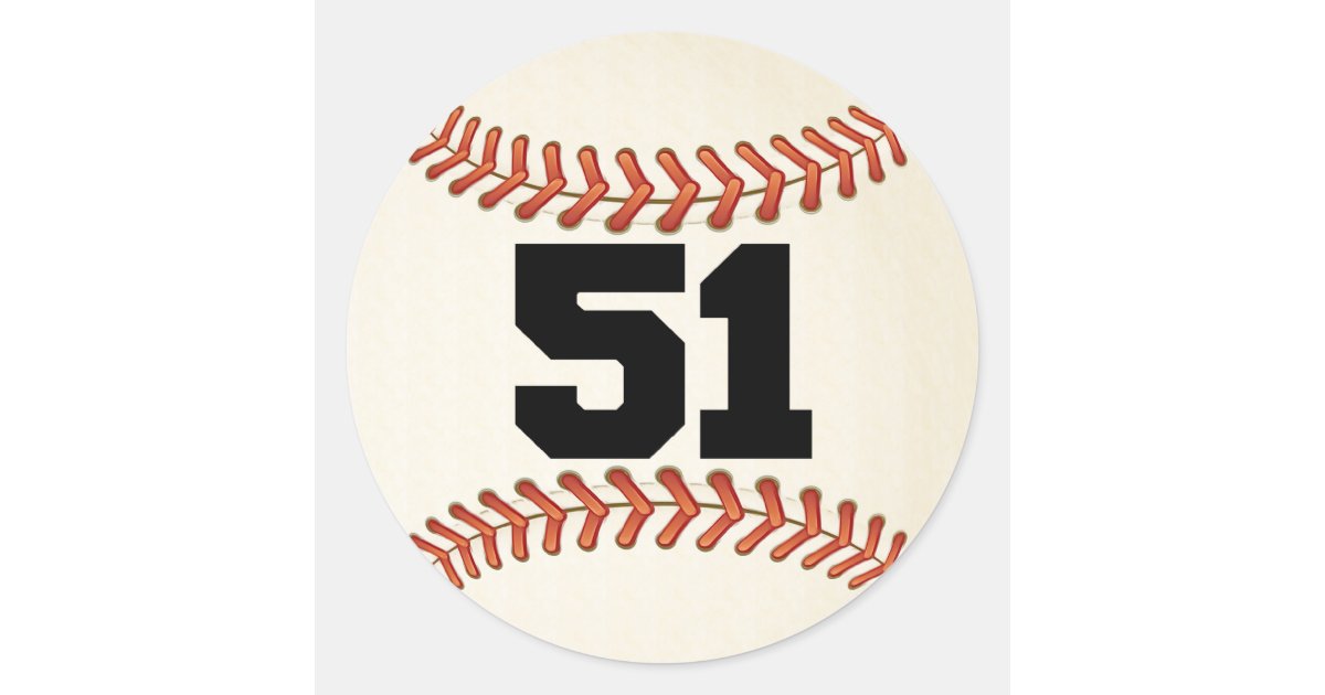 Number 51 Baseball Classic Round Sticker | Zazzle