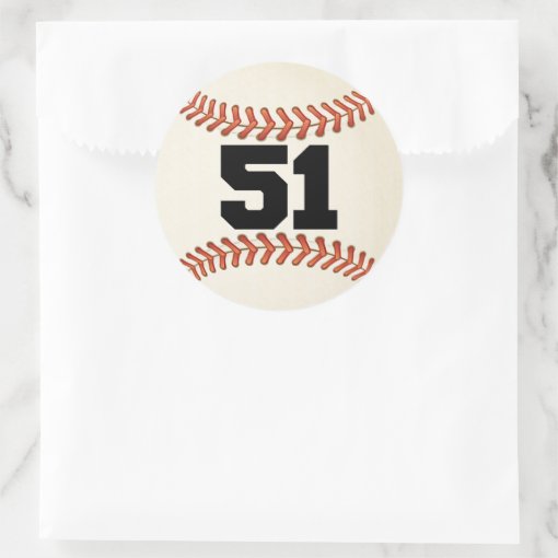 Number 51 Baseball Classic Round Sticker | Zazzle