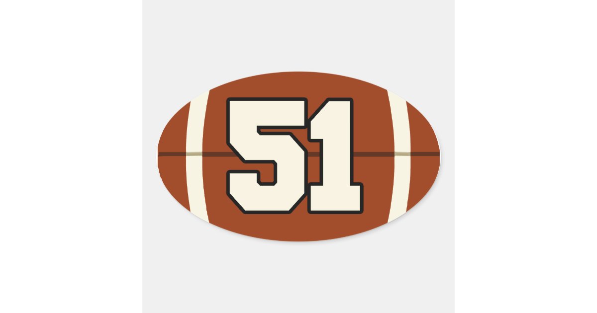 Number 51 Football Sticker | Zazzle