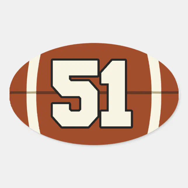 Number 51 Football Sticker | Zazzle