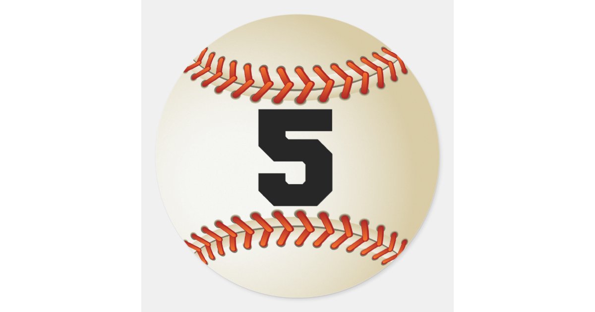 Number 5 Baseball Classic Round Sticker | Zazzle