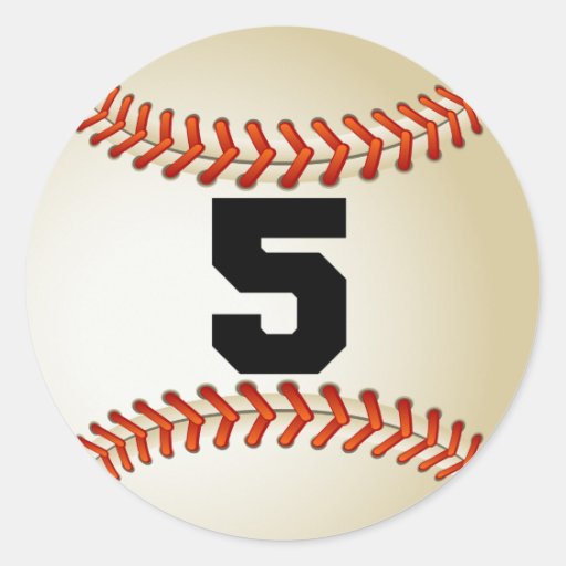 Number 5 Baseball Classic Round Sticker | Zazzle