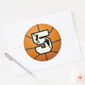 Number 5 Basketball and Player Classic Round Sticker | Zazzle