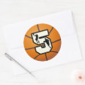 Number 5 Basketball and Player Classic Round Sticker | Zazzle