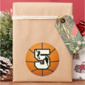 Number 5 Basketball and Player Classic Round Sticker | Zazzle
