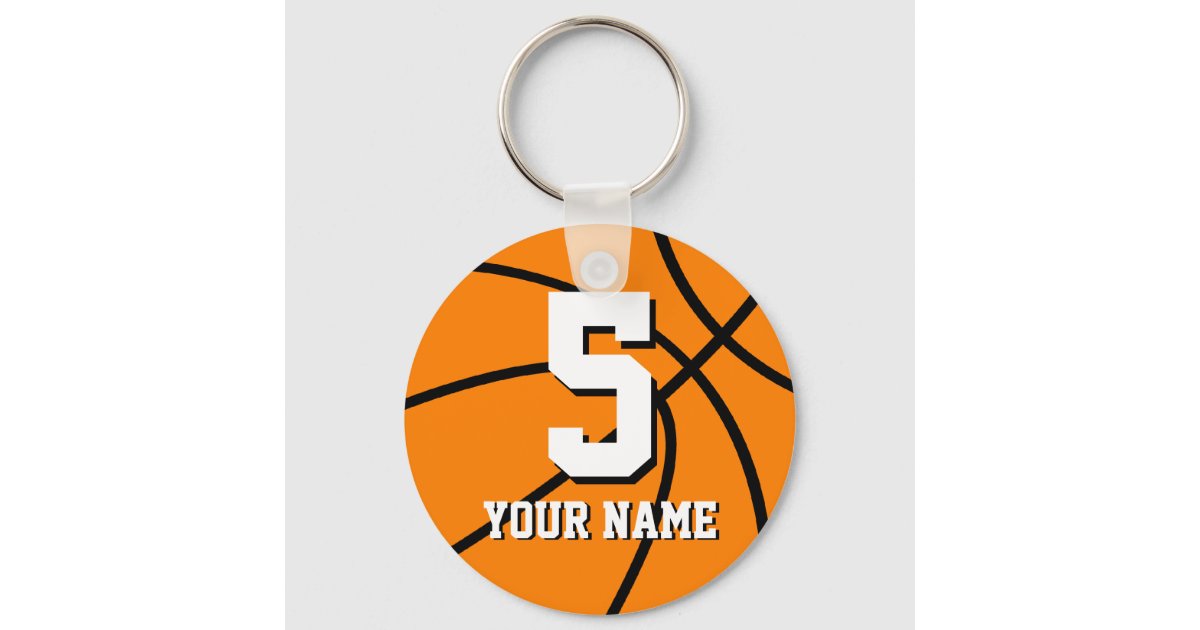 Number 5 basketball keychains | Customizable | Zazzle