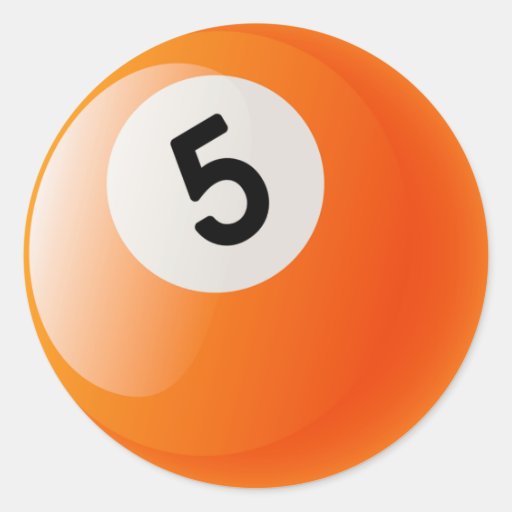NUMBER 5 BILLIARDS BALL CLASSIC ROUND STICKER | Zazzle