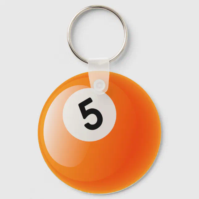 NUMBER 5 BILLIARDS BALL KEYCHAIN | Zazzle