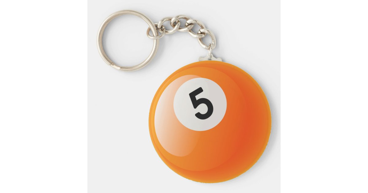NUMBER 5 BILLIARDS BALL KEYCHAIN | Zazzle.com