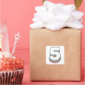 Number 5 Five Cute Rainbow Birthday Numbers Square Sticker | Zazzle