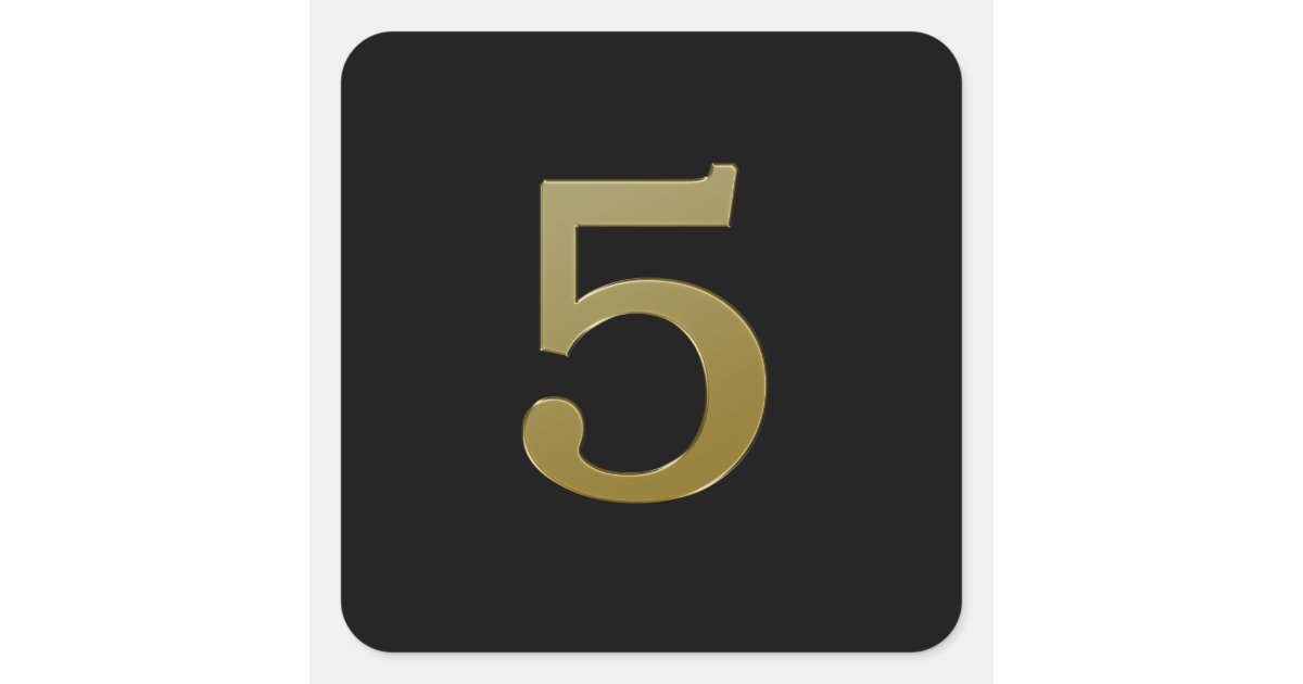 Number 5 gold square sticker | Zazzle