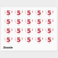 Number 5 - White Stars on Dark Red Heart Sticker | Zazzle